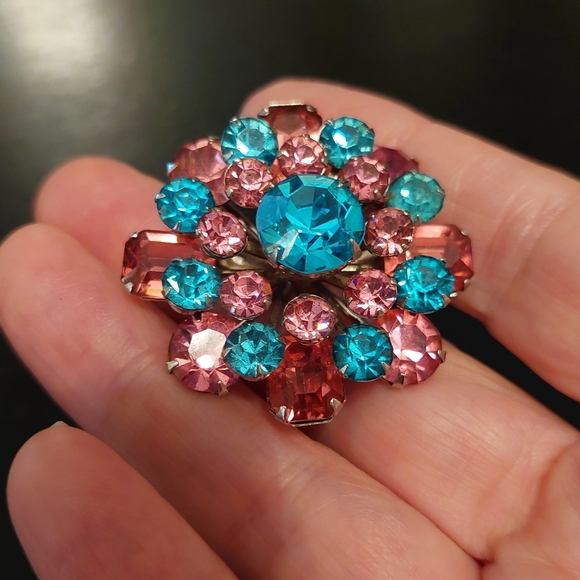 Coro | Jewelry | Coro Fresh Find Blue And Pinks Prongset Rhinestone ...